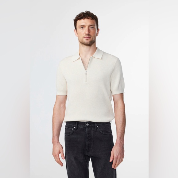 NN07 | Shirts | Nn7 Hansie Half Zip Polo In Ecru Organic Cotton | Poshmark